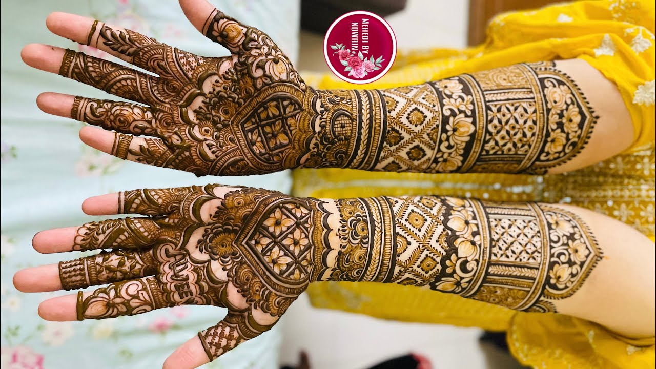 Bridal Mehendi Tutrorial Step By Step with Bold Lotus & Grid | Mehedi ...