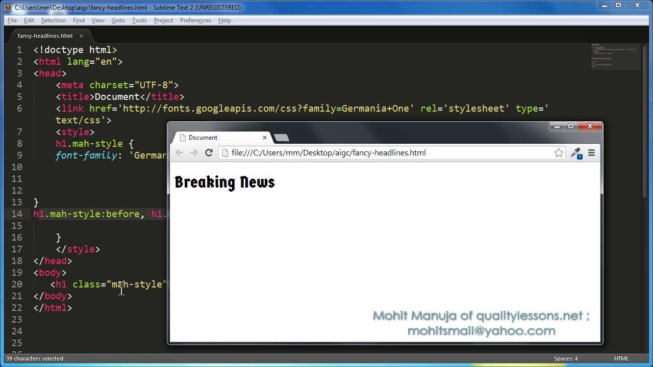 How to create fancy css headlines using Google fonts and pseudo ...
