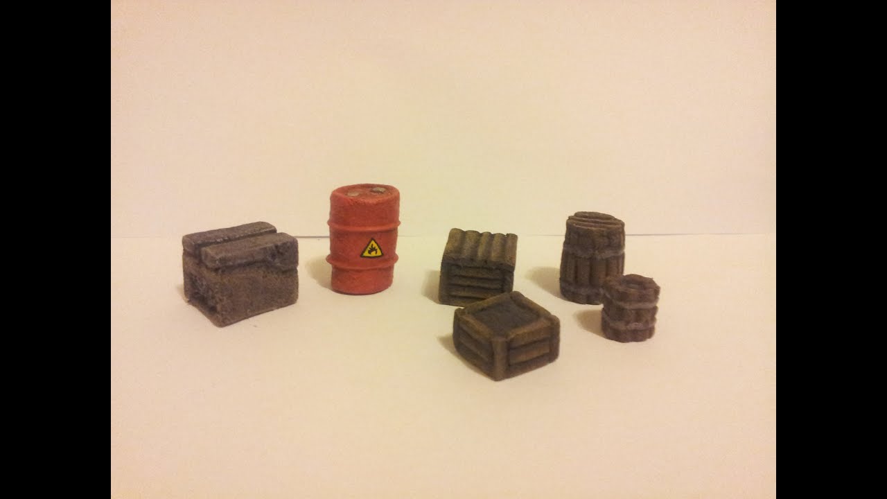 how to make simple wargaming boxes and barrels. - YouTube