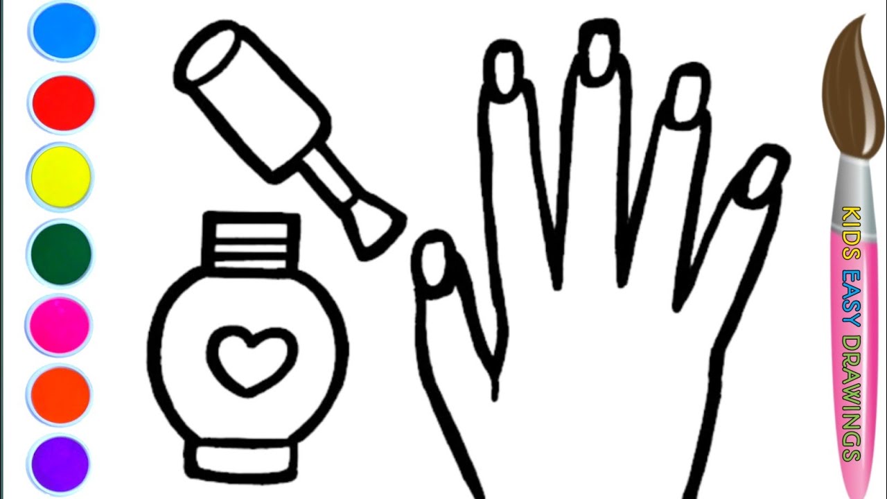 How to draw nails, Nail polish, drawing, colouring for kids||kids easy ...