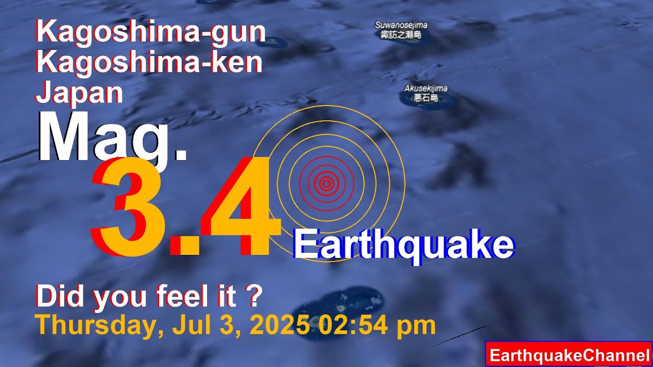 Japan: Near Tokara Islands on Thursday, Jul 3, 2025, at 02:54 pm (GMT 9 ...