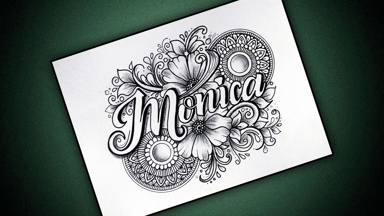 ' Monica ' Name Art with Flowers Mandala Art / Monica Name Art/Mandala ...