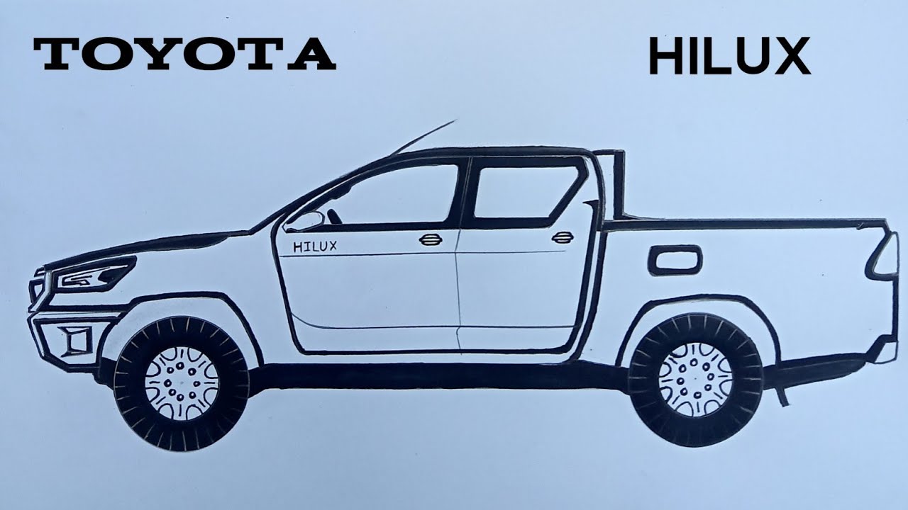 How to draw a Toyota Hilux | Step by step for Beginners | Hilux drawing ...