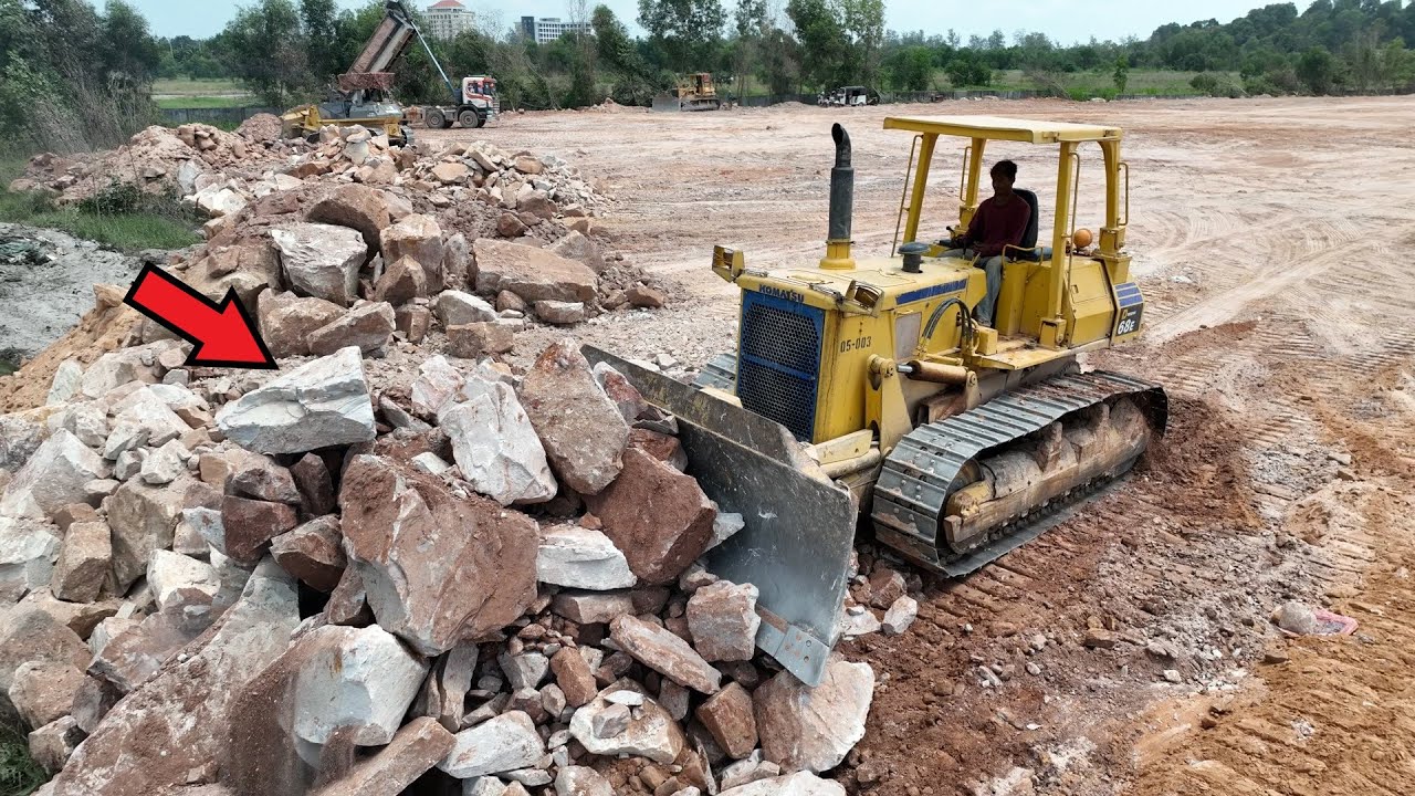 Amazing Nice Project Development City ,Strongly Bulldozers Pushing Big ...