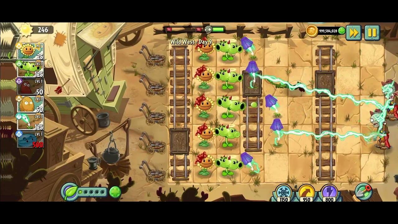 pvz2 || wild west day -9 || light reed plant || #pvz2 #gaming - YouTube