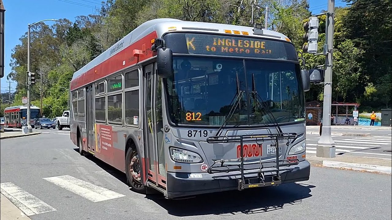 SF Muni: 2013 New Flyer XDE40 #8719 on K Ingleside Bus - YouTube