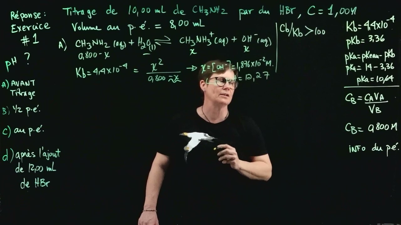 Résolution exercice 1 titrage d'une base faible par un acide fort - YouTube