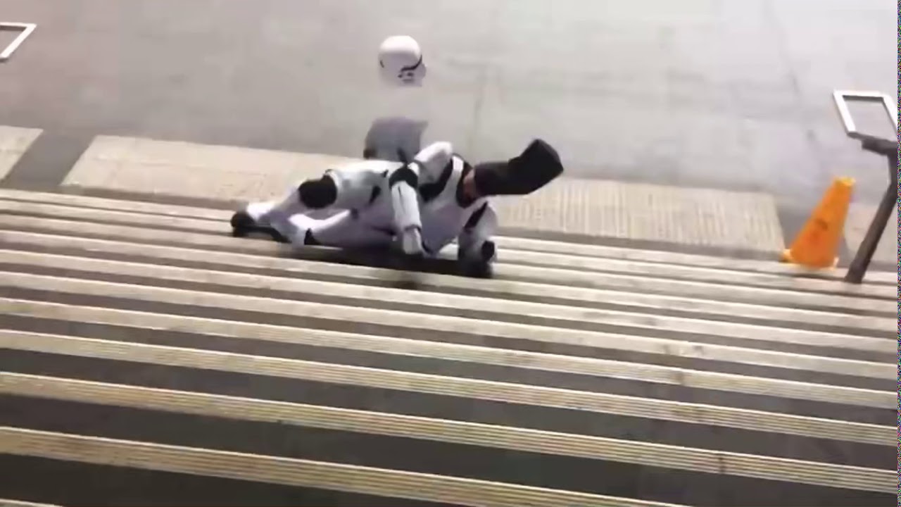 Storm Trooper falls down some stairs - YouTube