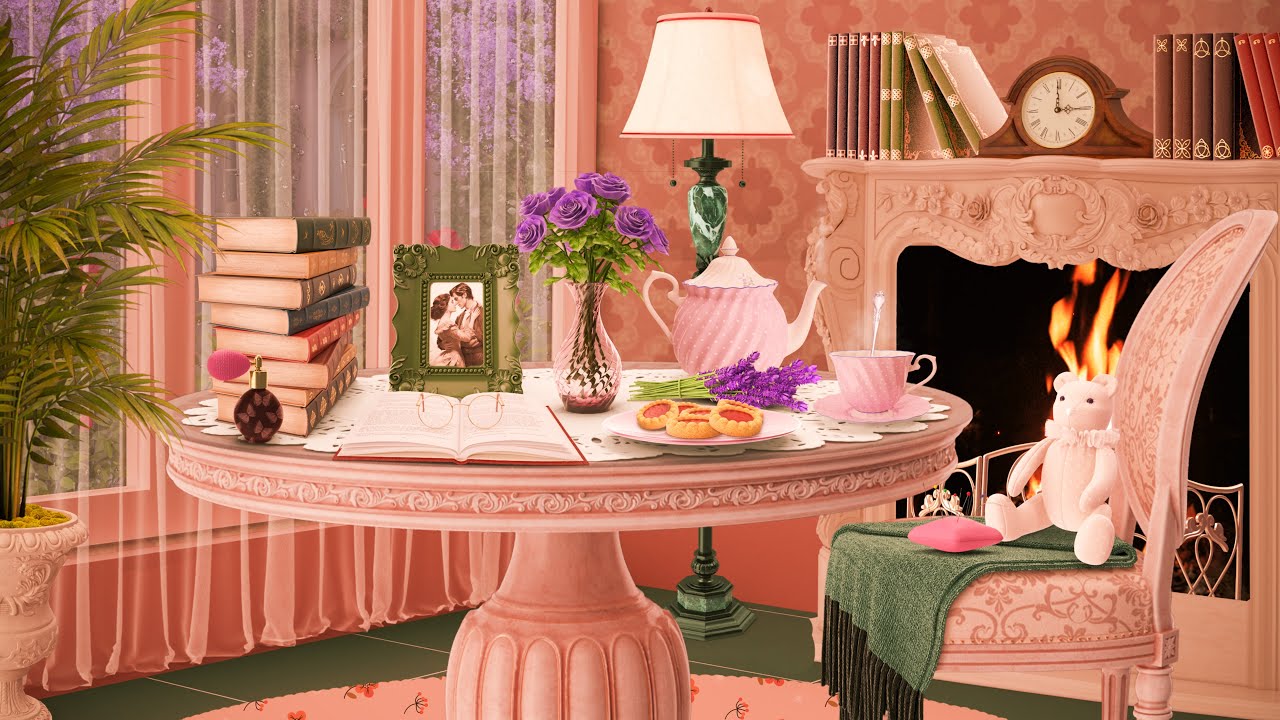 English Tea Room Ambience ☕ ASMR ☕ Cozy Victorian Reading Nook Escape w ...