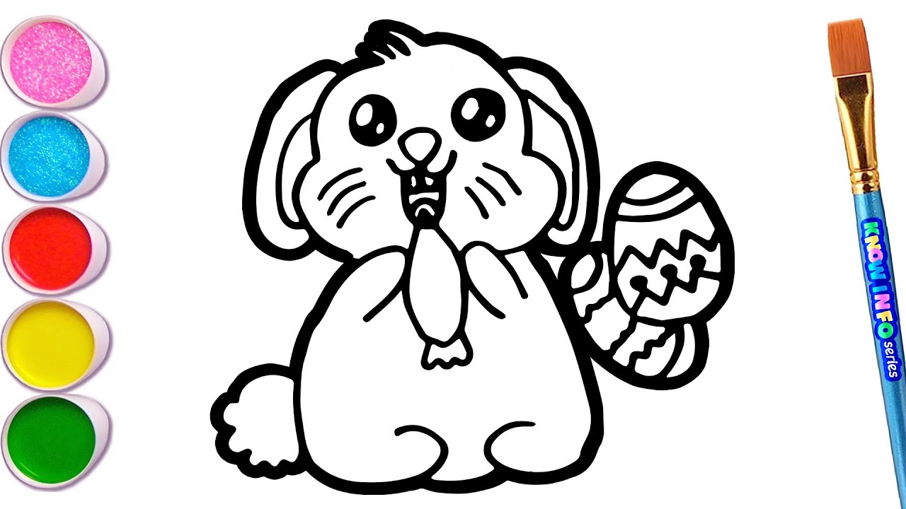 How to Draw CUTE EASTER 🐰🐰 BUNNEY with Eggs 🥚 | Drawing, Painting and ...