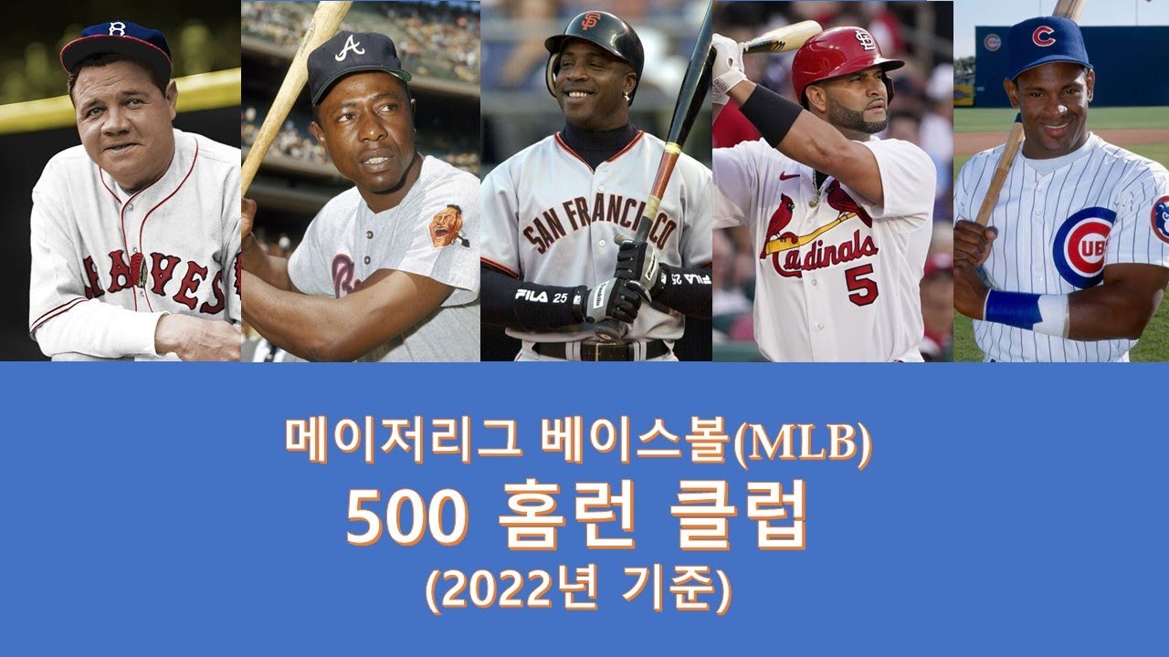 메이저리그 베이스볼(MLB) 500 홈런 클럽 || 2022년 기준 - YouTube
