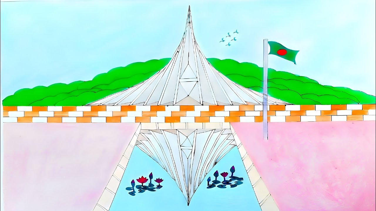 National Memorial Drawing of Bangladesh ||How to draw national monument ...