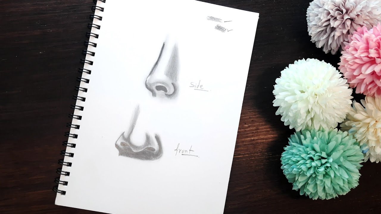 easy cheap local pencil drawing( Apsara pencil ) || Nose drawing with ...
