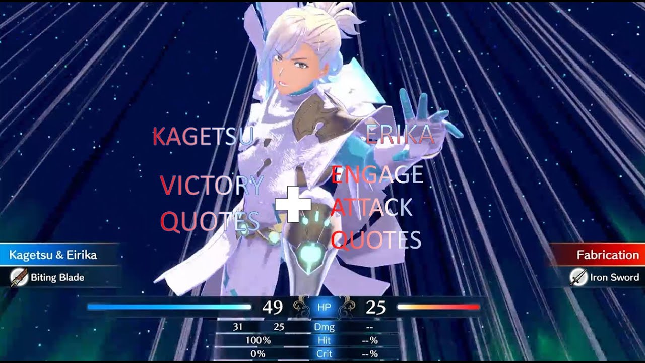 Kagetsu and Erika Victory Quotes and Engage Attack Quotes Fire Emblem ...