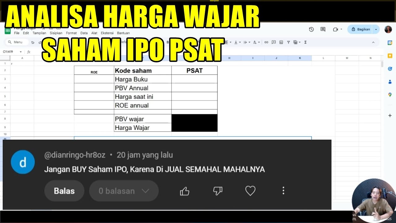 Jangan beli IPO karena dijual semahal mahalnya - Analisa harga wajar saham IPO PSAT - YouTube