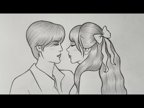 Couple drawing easy || pencil sketch of a loving couple Easy step by ...