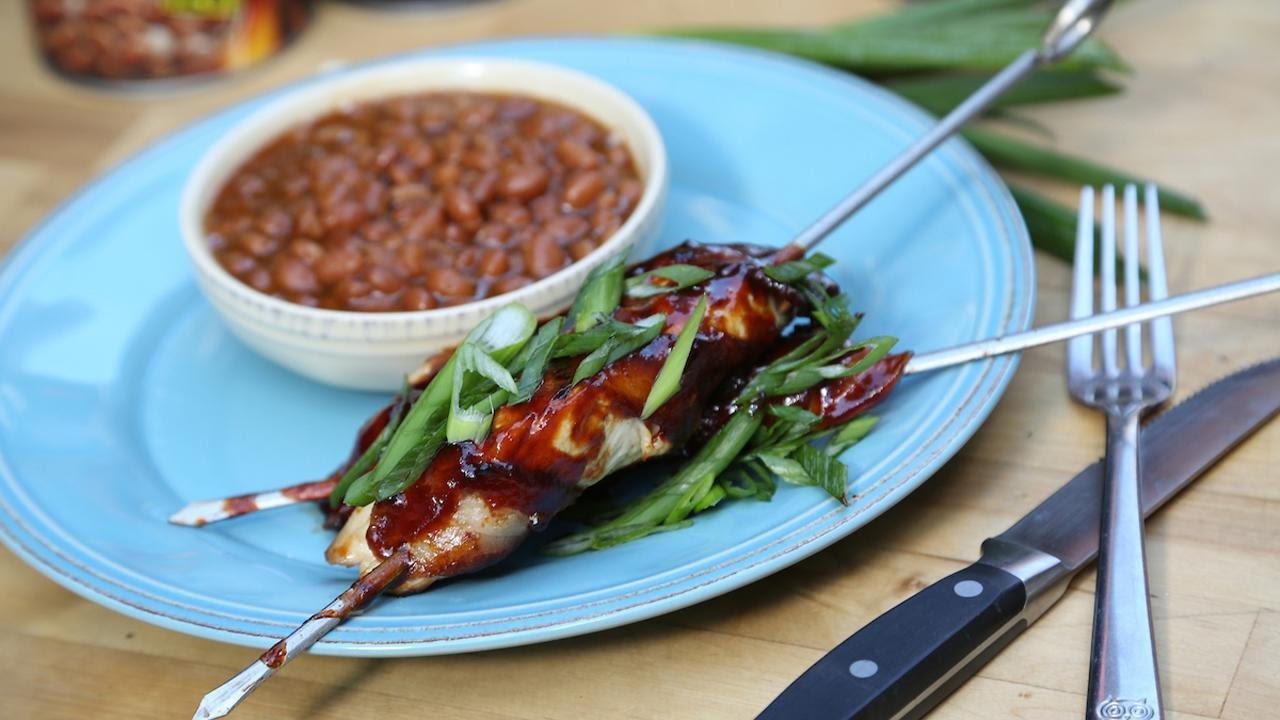 Ryan Scott's Bacon-Wrapped Chicken on a Stick - YouTube