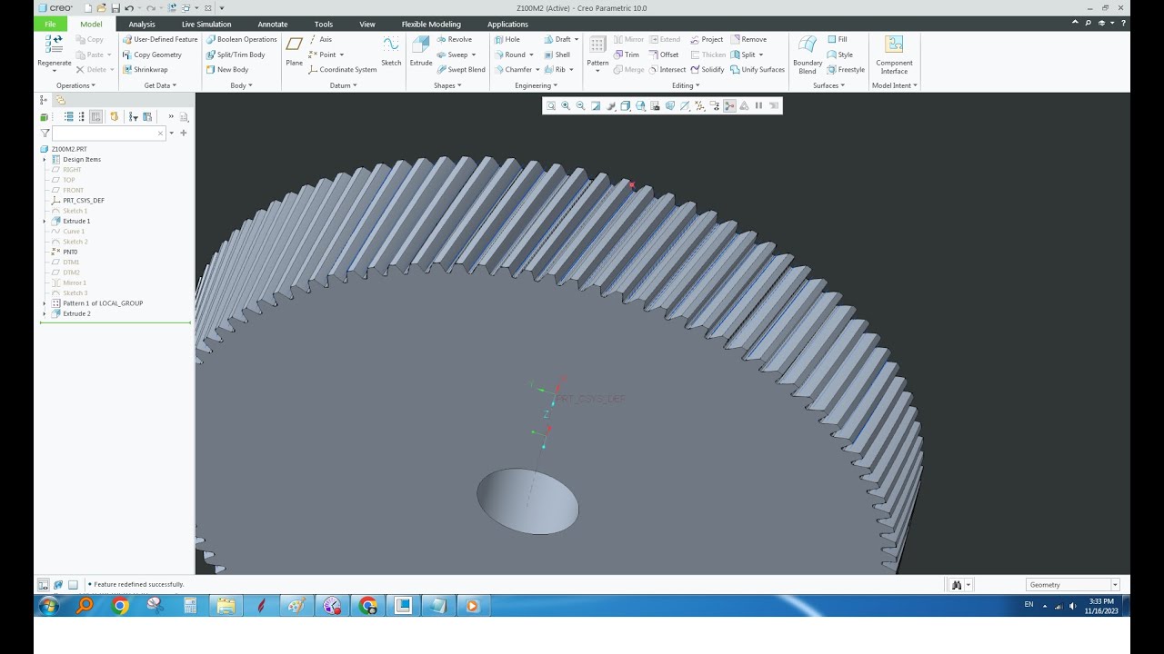 vẽ bánh răng trụ răng nghiêng trên creo parametric 10.0 ( helical gear ...