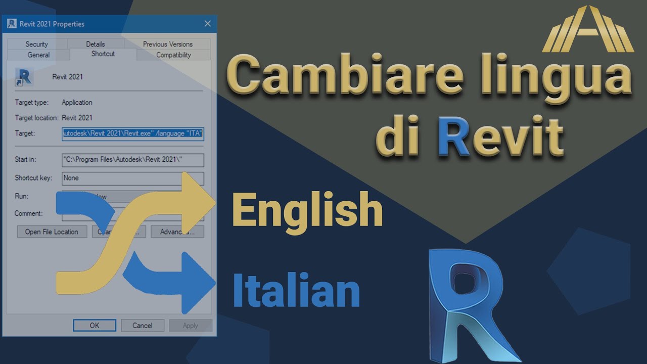 Revit tutorial: Cambiare lingua di Revit - YouTube