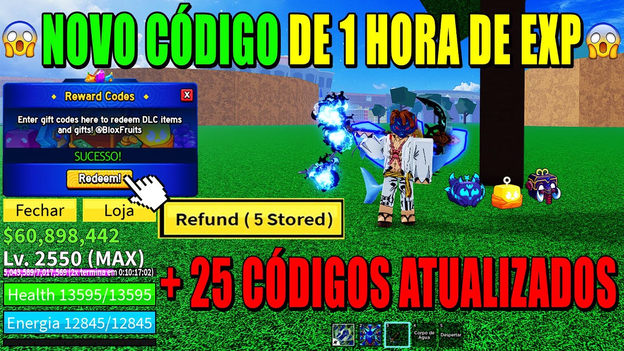 NOVO CÓDIGO 1 HORA DE EXP + 25 CÓDIGOS DE EXP BELI E RESET DO BLOX FRUITS - blox fruit codes ...