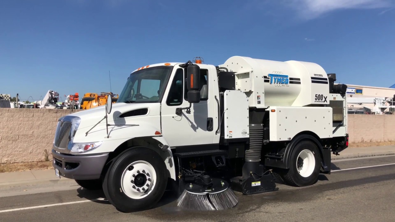 2007 International Tymco 500X High Dump Air Street Sweeper - YouTube