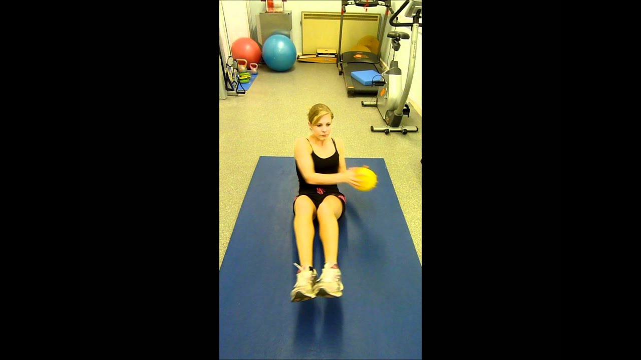 Core Stability - Crunch Twist with Medicine Ball - YouTube