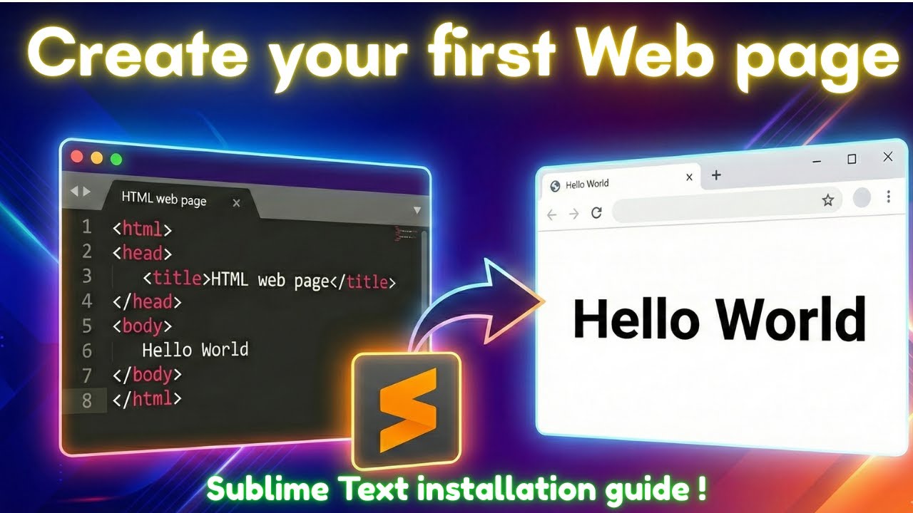 Create First Web Page in HTML | How to Install Sublime Text step by ...