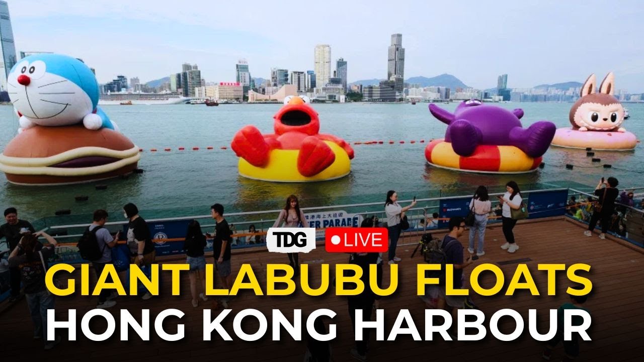 Labubu inflatable Hong Kong LIVE: Giant Labubu and Elmo Floats Delight ...