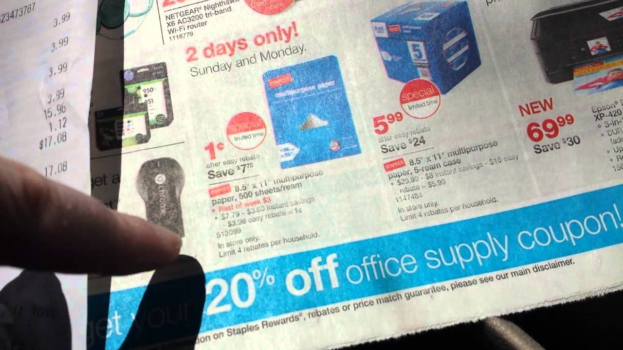 Staples 1 cent paper 2 days only - YouTube