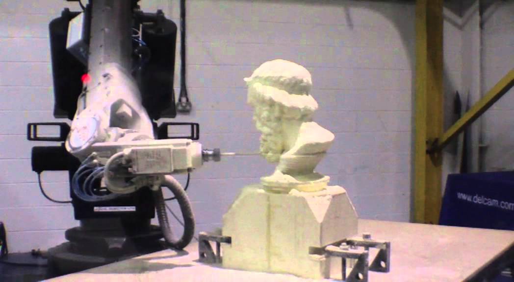 Robot Finishing a Sculpture of Socrates with PowerMILL Robot - YouTube