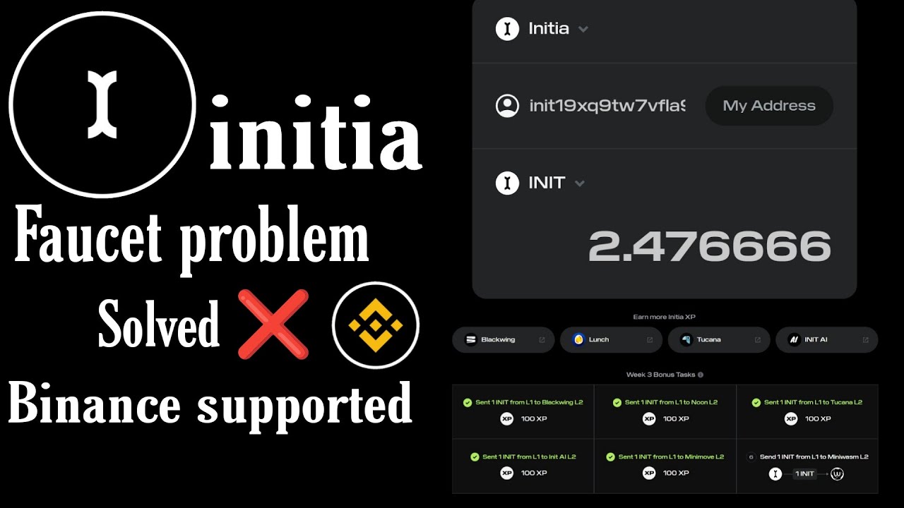 initia airdrop faucet not claim সমস্যা solved 🫵 initia faucet week 3 ...