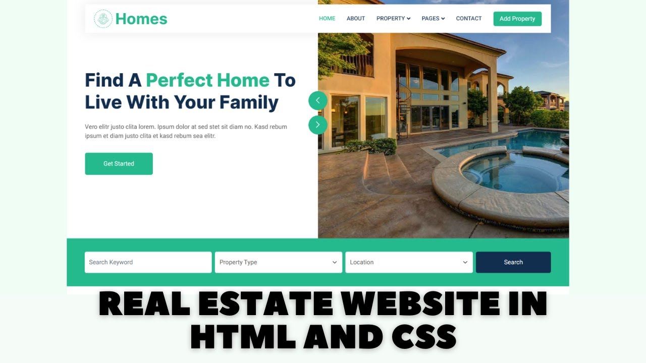 Designing a Real Estate listing website in html and css | Source code ...