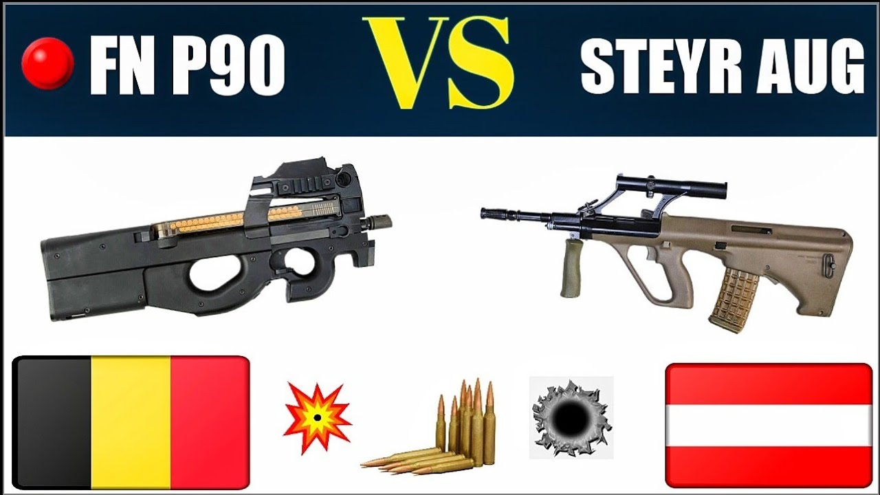 FN P90 VS Steyr Aug Para | Submachine Gun | Bullpup SMG - YouTube