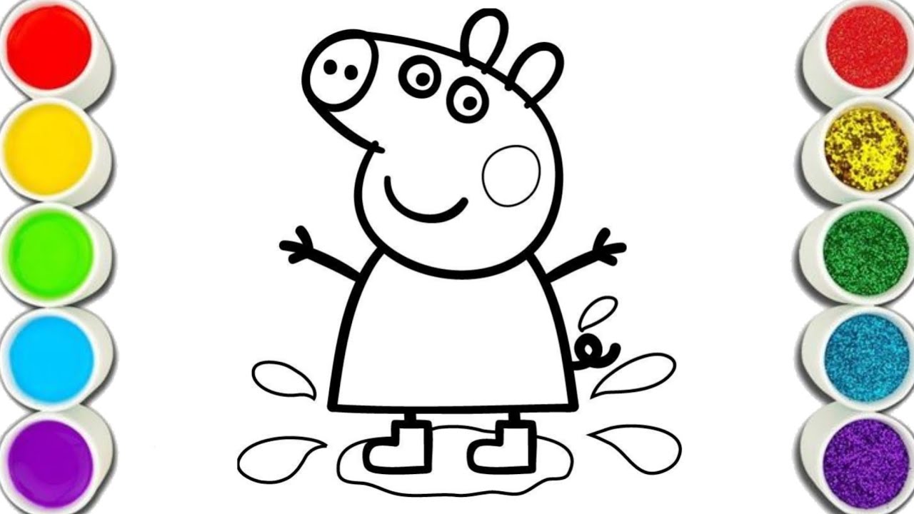 Coloring Peppa Pig with Children, Drawing and painting for kids ...