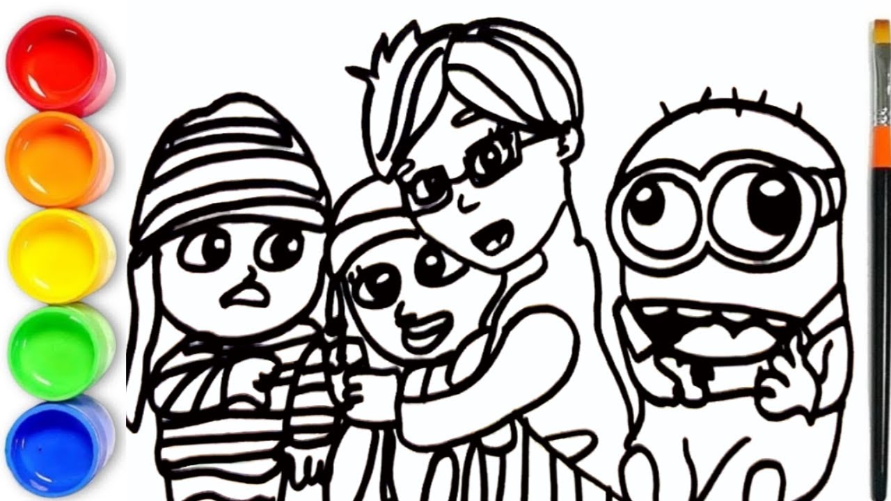 Drawing Despicable Me 4 Edith Agnes Margo Minion | Drawing Despicable ...