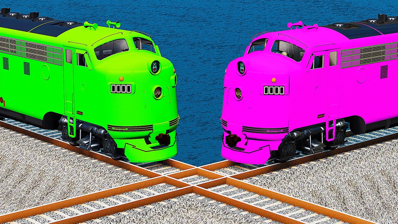 Train vs Train vs Impossible Track Mistake Crossing over Deepwater ...