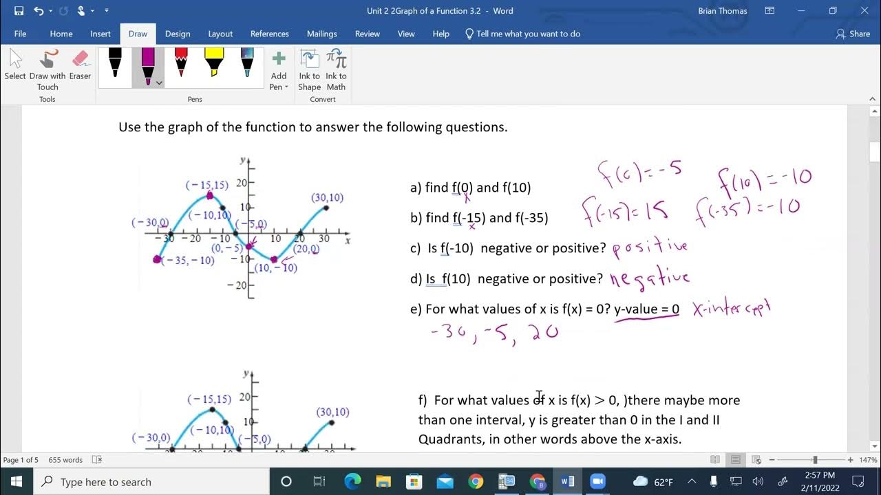 Unit 2 2Graph of a Function 3.2 - YouTube