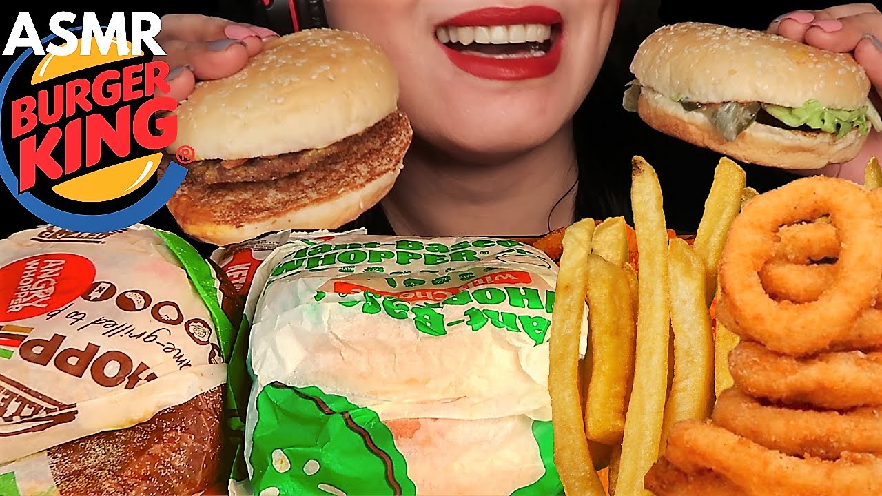 Burger King Mukbang ASMR | Angry Whopper 🍔👑 French Fries, Onion Rings ...
