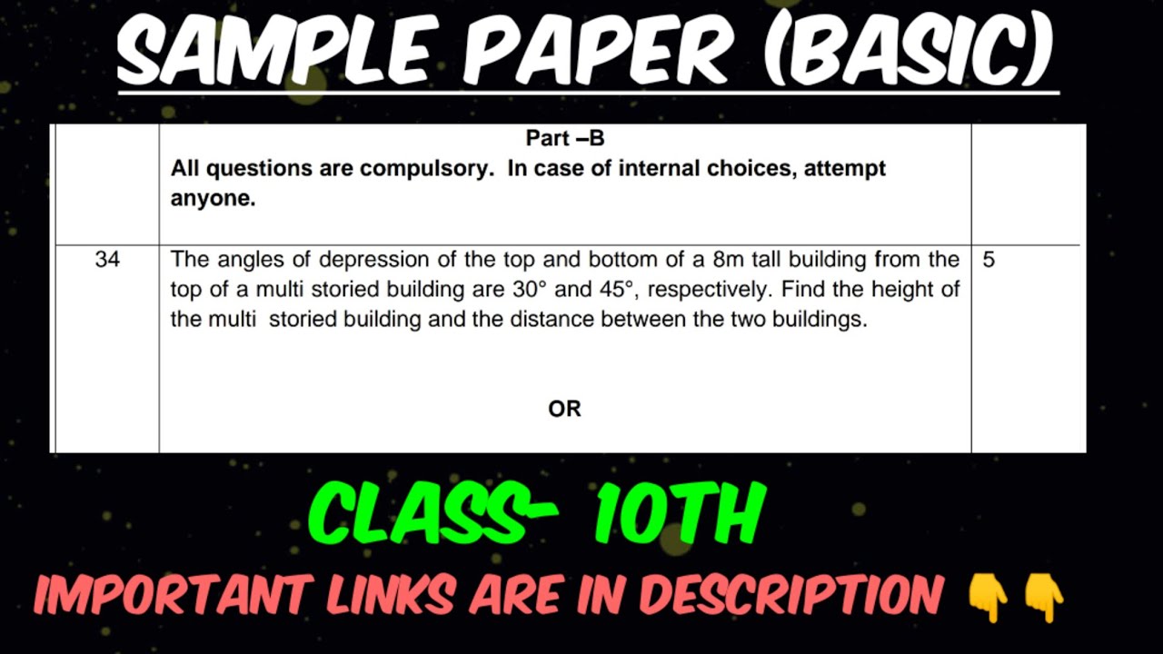 the angle of depression of the top and bottom of a 8m tall building ...
