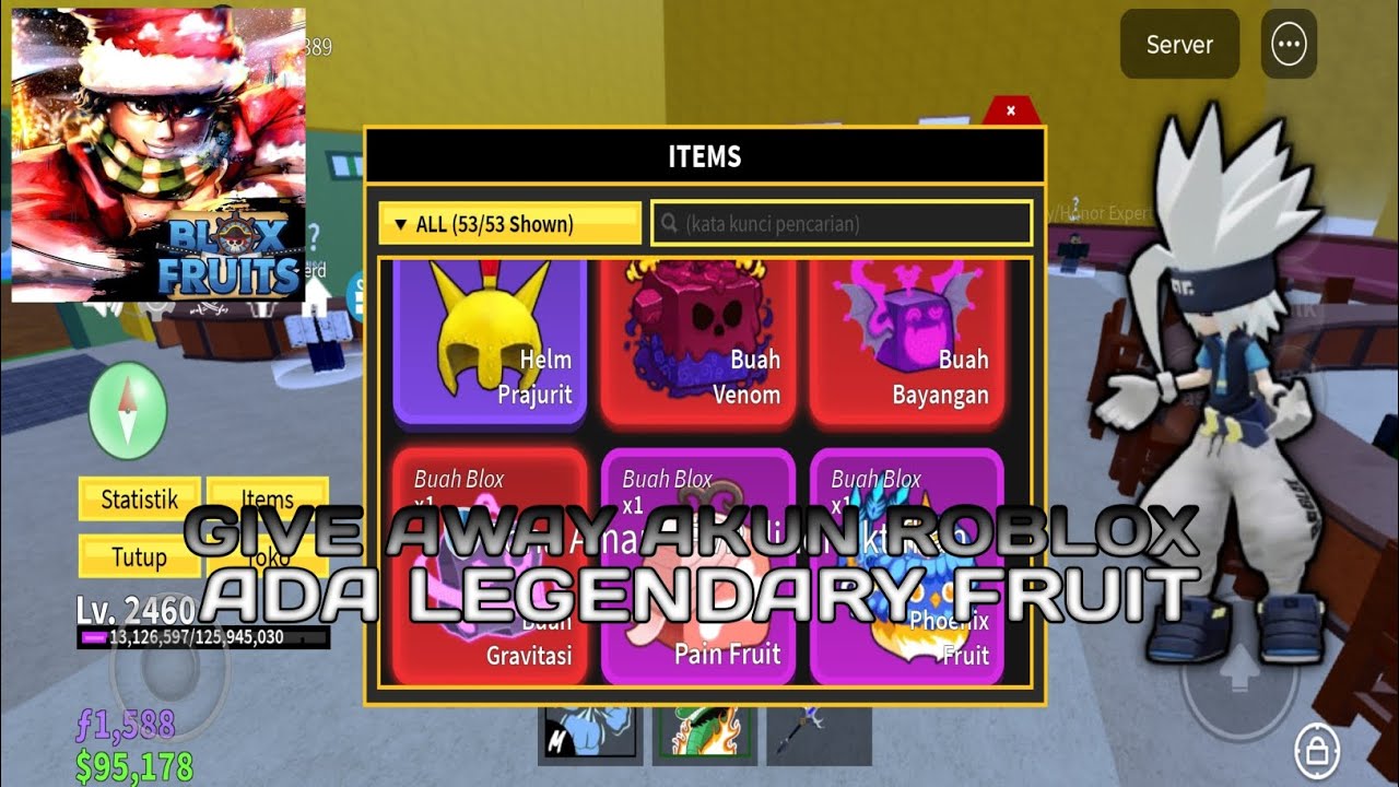 Bagi Bagi Akun Blox Fruit gratis Ada Legendary fruit nya 🔥 - ROBLOX ...