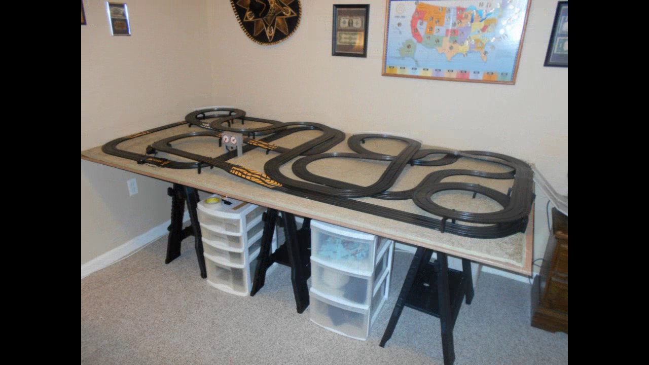 Slot Car Layout moved to Permanent Place - YouTube