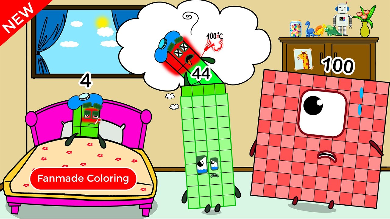 Oh No! Numberblocks 4 is Sick | Numberblocks Fanmade Coloring Story ...