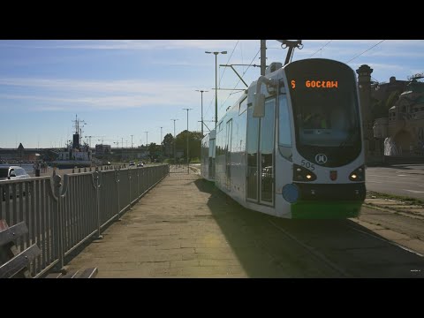 Poland, Szczecin, tram 6 ride from Wały Chrobrego to Antosiewicza