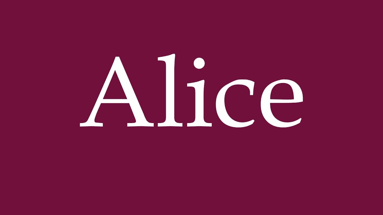 How to Pronounce ''Alice'' Correctly in German - YouTube