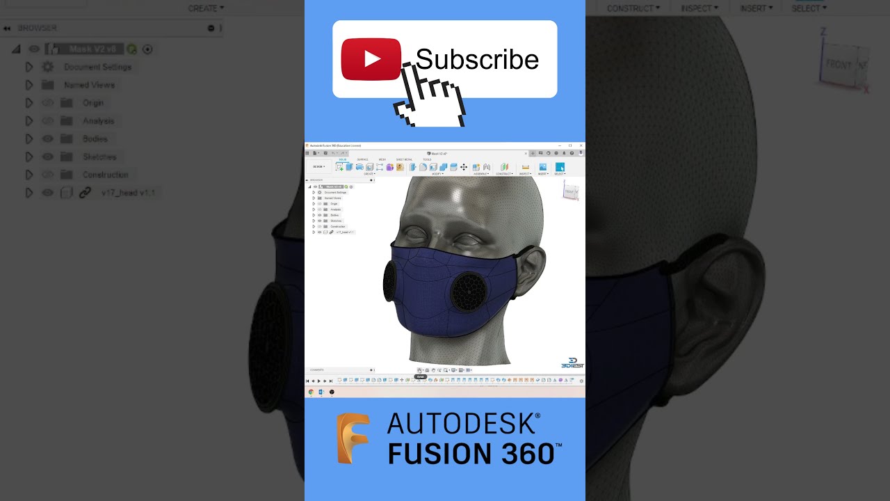 Autodesk Fusion 360 | 3D Modeling | Face Mask | #shorts - YouTube
