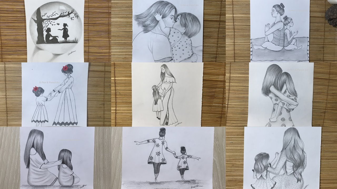 Mother's Day Drawing Collection 2021 || Easy Pencil Sketch to celebrate ...