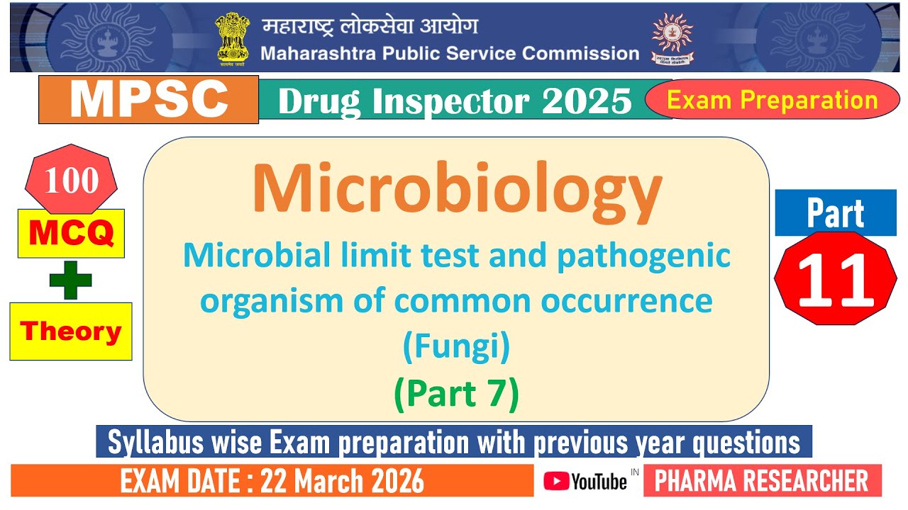 Microbial limit test and fungi MCQs II MPSC Drug Inspector 2025 Exam ...