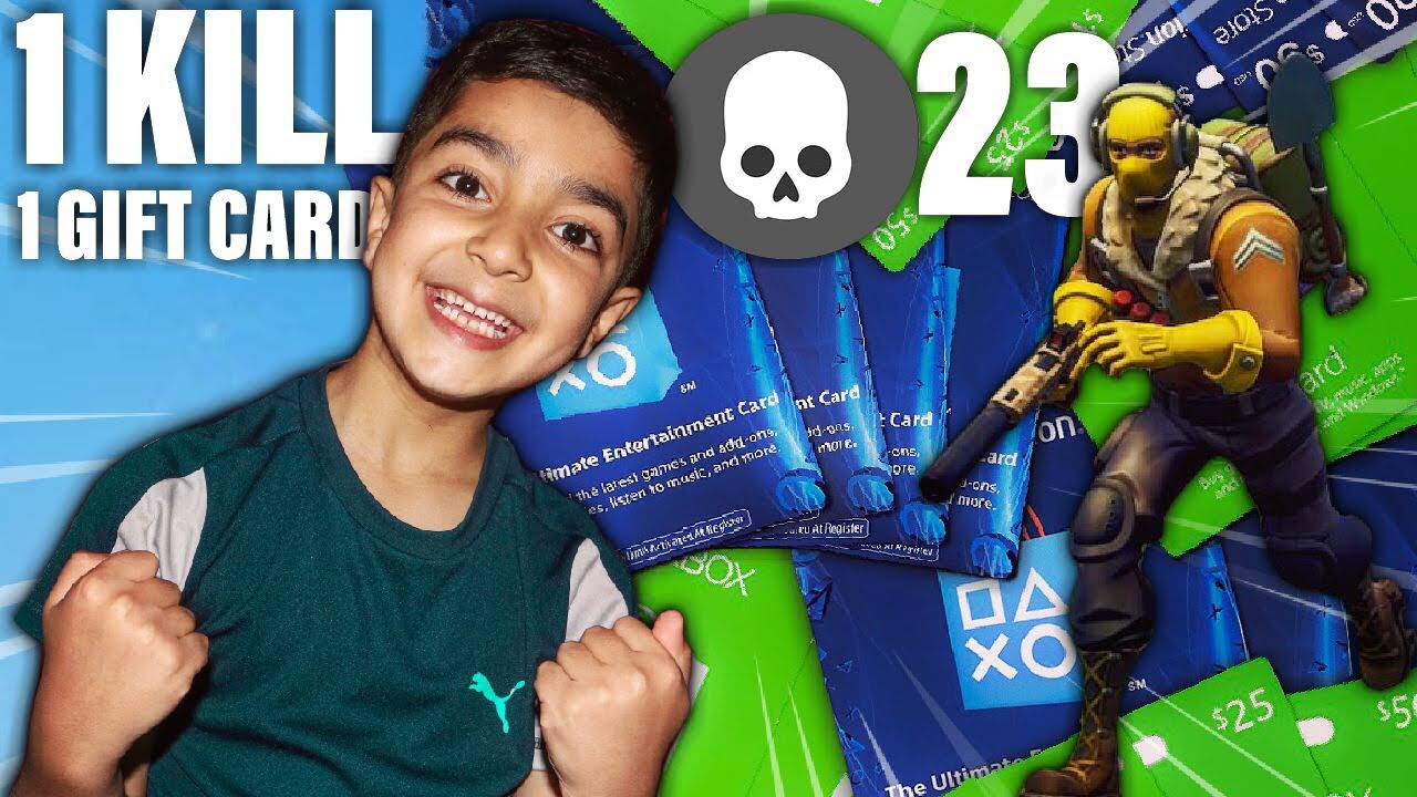 1 KILL = 1 GIFT CARD FORTNITE CHALLENGE WITH MY 5 YEAR OLD LITTLE ...