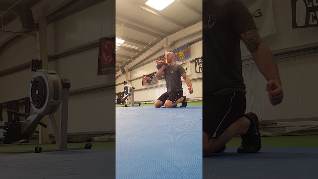 Kettlebell tall kneeling hip extension (rack hold) - YouTube