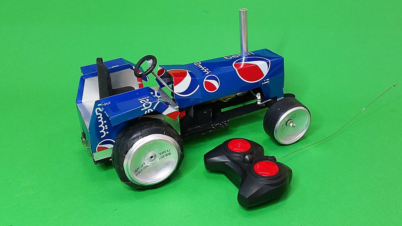 Make An Incredible Mini RC Tractor with Soda Cans - DIY TOYS - YouTube